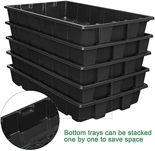 MIXC Seedling Trays Seed Starter Tray, 5-Pack Mini Propagator Plant Grow Kit Greenhouse with Humidity Vented Domes and Base for Seeds' Starting (40 Cells Per Tray, Total 200 Cells), Black