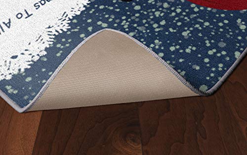 Brumlow MILLS Merry Christmas to All Washable Festive Happy Santa Indoor or Outdoor Holiday Rug for Living or Dining Room, Bedroom and Kitchen Area, 20" x 34", Navy