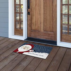 Brumlow MILLS Merry Christmas to All Washable Festive Happy Santa Indoor or Outdoor Holiday Rug for Living or Dining Room, Bedroom and Kitchen Area, 20" x 34", Navy