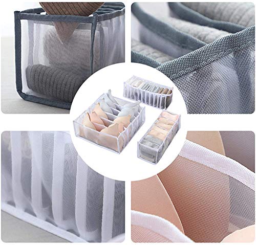 TOPARCHERY Underwear Organizer, 3 Set Foldable Bra Underwear Organizer Drawer Divider Storage Organizer for Underwear, Socks, Ties, Bras, Women Underwear Storage Compartment Box (White)