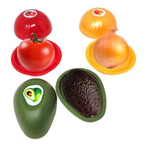 Zelica Food Storage Containers for Avocado, Tomato, & Onion | Food Saver Pod with Lid to Keep Foods Fresh (3 Pack)