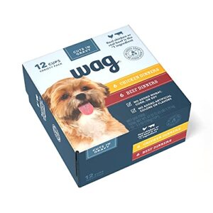 amazon brand – wag wet dog food cups, chicken & beef in gravy variety pack, 3.5oz, 12 pack