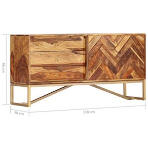 Festnight Sideboard Buffet Cabinet with 3 Storage Drawers Sheesham Wood Iron Legs End Side Table for Living Room, Kitchen, Home Furniture 46.5 x 11.8 x 23.6 Inches (W x D x H)