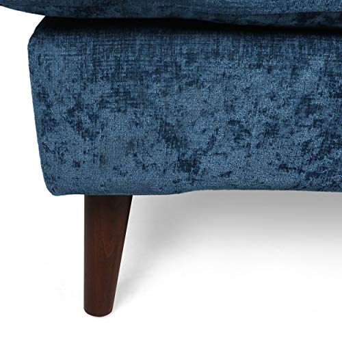 Christopher Knight Home Randolph Contemporary 3 Seater Fabric Sofa, Navy Blue + Espresso