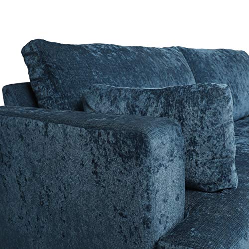 Christopher Knight Home Randolph Contemporary 3 Seater Fabric Sofa, Navy Blue + Espresso