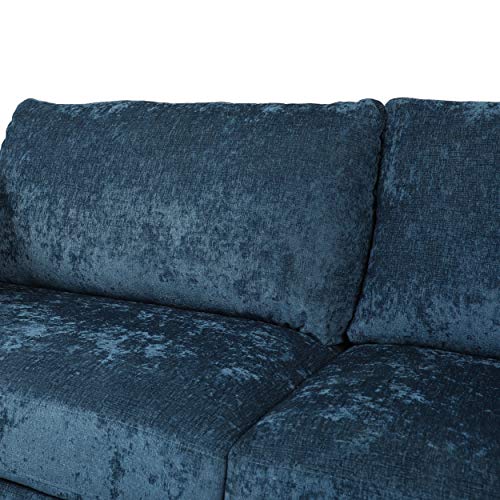 Christopher Knight Home Randolph Contemporary 3 Seater Fabric Sofa, Navy Blue + Espresso