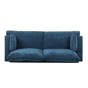 Christopher Knight Home Randolph Contemporary 3 Seater Fabric Sofa, Navy Blue + Espresso