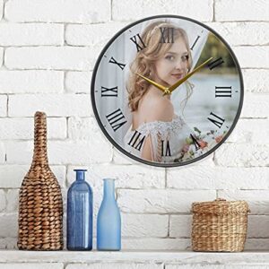 SUABO Personalized Photo Clock, Custom Large Photo Wall Clock, Personalized Family Clock Print, Customized Birthday Wedding Valentine's Day Christmas Graduation Gift