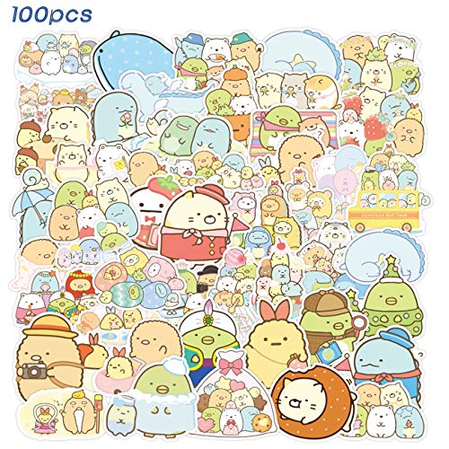 100pcs Cartoon Sticker Cute Cartoon Stickers Vinyl Waterproof Stickers for Kids Teens Adults Laptop Water Bottles Skateboard Birthday Party Supplies