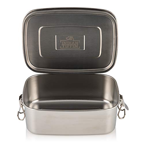 Indian-Tiffin Stainless Steel Large Single Layer Rectangular LunchBox (Large)