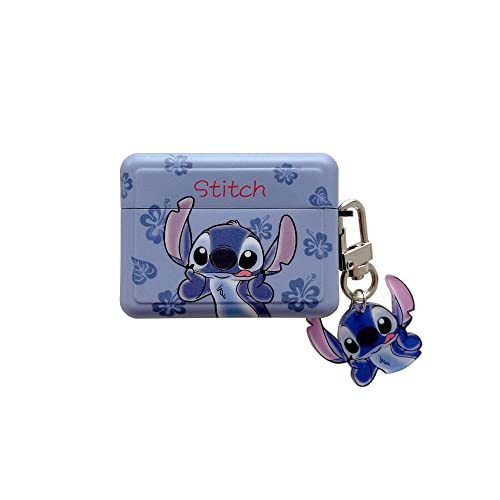 Soft TPU Smooth Blue Stitch Case with Charm and Keychain for Apple AirPods Pro AirPods 2019 Model Walt Disney Disneyland Cartoon Anime Animation Cute Lovely Classic Girls Kids Boys Women