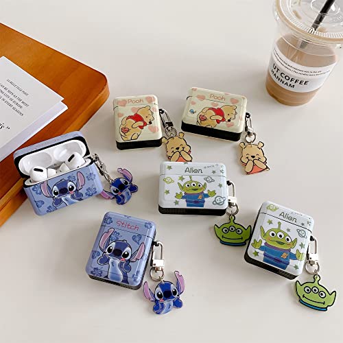 Soft TPU Smooth Blue Stitch Case with Charm and Keychain for Apple AirPods Pro AirPods 2019 Model Walt Disney Disneyland Cartoon Anime Animation Cute Lovely Classic Girls Kids Boys Women