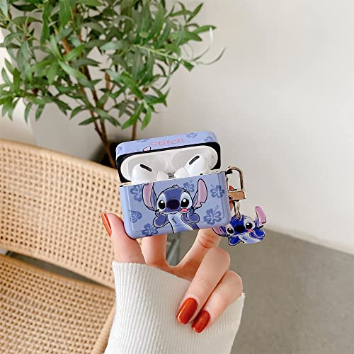 Soft TPU Smooth Blue Stitch Case with Charm and Keychain for Apple AirPods Pro AirPods 2019 Model Walt Disney Disneyland Cartoon Anime Animation Cute Lovely Classic Girls Kids Boys Women