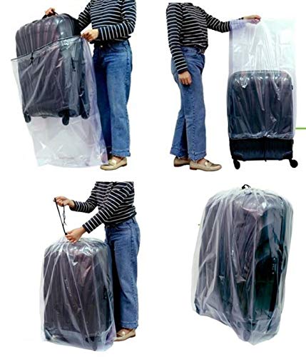 4 pieces of Dust Cover Big Plastic Drawstring Bags Multi-Purpose for Storage and Keeping Luggage, Big Dolls, Blankets, Pillows, Suitcase Good for Household Organizing Reusable (L (79x115 cm))