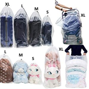 4 pieces of Dust Cover Big Plastic Drawstring Bags Multi-Purpose for Storage and Keeping Luggage, Big Dolls, Blankets, Pillows, Suitcase Good for Household Organizing Reusable (L (79x115 cm))