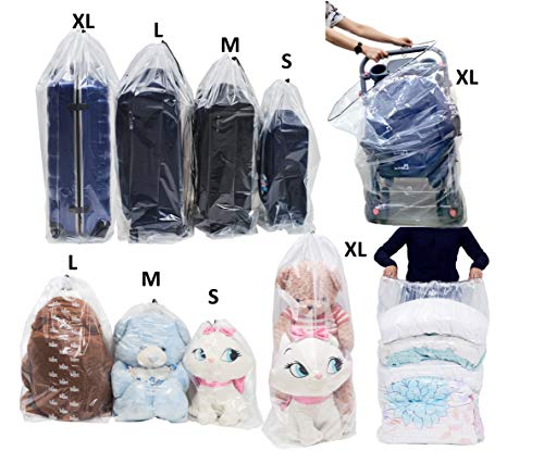 4 pieces of Dust Cover Big Plastic Drawstring Bags Multi-Purpose for Storage and Keeping Luggage, Big Dolls, Blankets, Pillows, Suitcase Good for Household Organizing Reusable (L (79x115 cm))