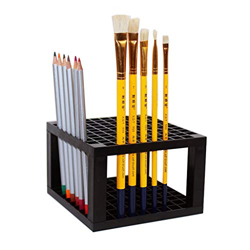 Votono 96 Hole Removable Plastic Pen Holder Desk Stand Brush Organizer Pencil Paint Brushes Markers Rack (1-Black)