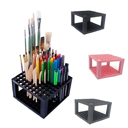 Votono 96 Hole Removable Plastic Pen Holder Desk Stand Brush Organizer Pencil Paint Brushes Markers Rack (1-Black)