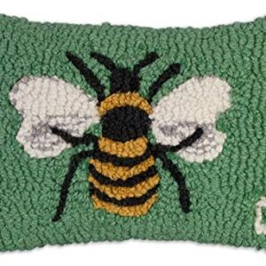 Chandler 4 Corners Artist-Designed Honey Bee Hand-Hooked Wool Decorative Petite Throw Pillow (8” x 12”)