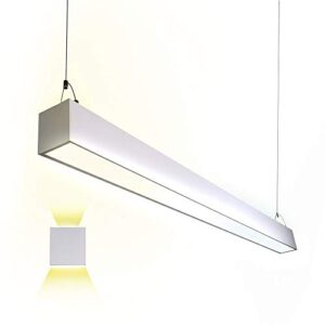 euri lighting eud4-50w103sw, linkable 4ft cct tunable linear up/down light, 50w, 6500lm, 3000k/4000k/5000k, 120-277v, damp rated, 0-10v dimmable, etl & dlc certified, 5yr, 50k hr warranty, white