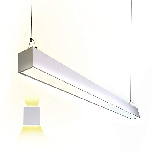 Euri Lighting EUD4-50W103sw, Linkable 4FT CCT Tunable Linear Up/Down Light, 50W, 6500lm, 3000K/4000K/5000K, 120-277V, Damp Rated, 0-10V Dimmable, ETL & DLC Certified, 5YR, 50K HR Warranty, White