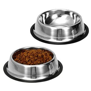 mutsutaz 2 pack stainless steel dog bowls with rubber bottom for kitten, puppies, birds，¾ cup / 6 oz