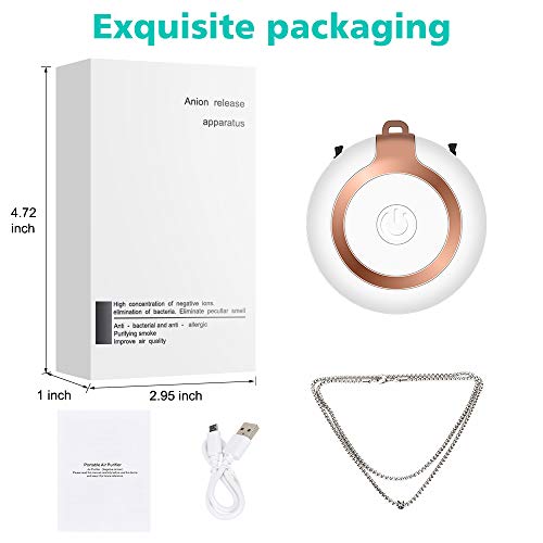 OVICISK Necklace Air Purifier, Personal Air Purifier, USB Rechargeable Travel Size Air Purifier, Portable Wearable Air Purifier for Home, Kids, Adults, Office, Smell-White