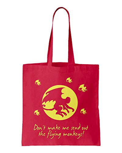 Don't Make Me Send Out The Flying Monkeys Reusable Grocery Tote Bag (Red)