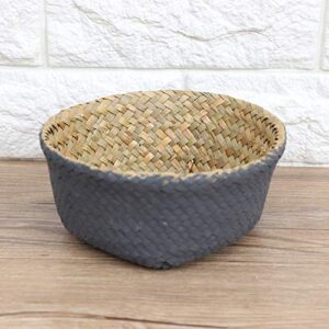 LetCart Storage Basket - Foldable Natural Seagrass Woven Clothes Storage Organizer Flower Plant Pot Basket(Black)