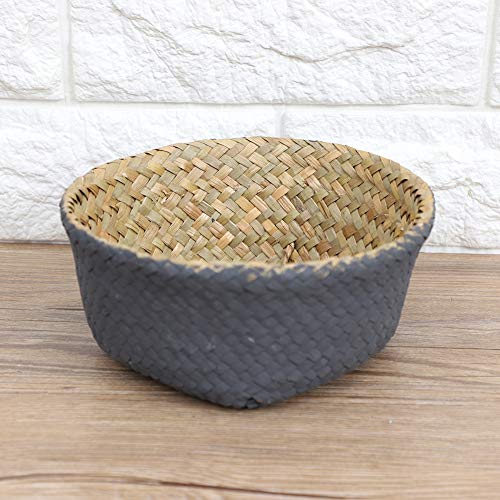 LetCart Storage Basket - Foldable Natural Seagrass Woven Clothes Storage Organizer Flower Plant Pot Basket(Black)