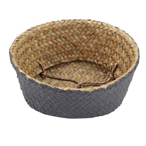 LetCart Storage Basket - Foldable Natural Seagrass Woven Clothes Storage Organizer Flower Plant Pot Basket(Black)