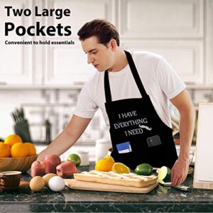 Apron Couples, YIKA Cooking Kitchen Aprons Set: Waterproof Apron for Women Men, with Adjustable Neck Strap with Extra Long Ties, 2 Pockets (Black)