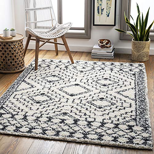 Artistic Weavers Moroccan Soft Ana Maria Shag Area Rug, 7'10" x 10', Cream/Charcoal