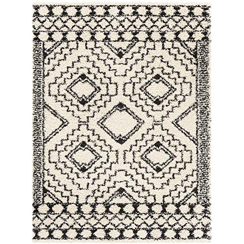 Artistic Weavers Moroccan Soft Ana Maria Shag Area Rug, 7'10" x 10', Cream/Charcoal