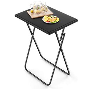 ameriergo folding table - no assembly required tv tray for eating on the couch, stable dinner foldable table, snack coffee end table small table easy storage for living room & bedroom