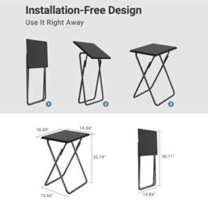 AMERIERGO Folding Table - No Assembly Required TV Tray for Eating on The Couch, Stable Dinner Foldable Table, Snack Coffee End Table Small Table Easy Storage for Living Room & Bedroom