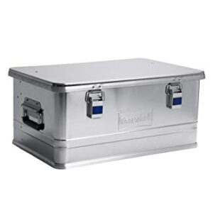 Hünersdorff 452150 Aluminium Box Professional 48 Litres Waterproof with Rubber Seal Lightweight Stable Folding Handles Preparation for Locks Silver