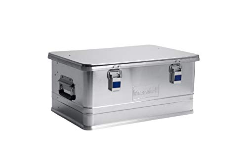 Hünersdorff 452150 Aluminium Box Professional 48 Litres Waterproof with Rubber Seal Lightweight Stable Folding Handles Preparation for Locks Silver