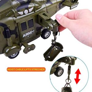 Liberty Imports Army Rescue Helicopter Friction Powered Toy Military Vehicle for Boys | Push and Go Chopper with Pretend Play Action Lights and Sounds (Military)