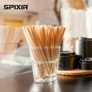 SPIXIR Coffee Stirrers Disposable Wooden Coffee Stir Sticks - Biodegradable Eco-Friendly Round-End Birchwood 5.5 Inches Large Wooden Stir Sticks - Pack of 500 Wood Stir Sticks