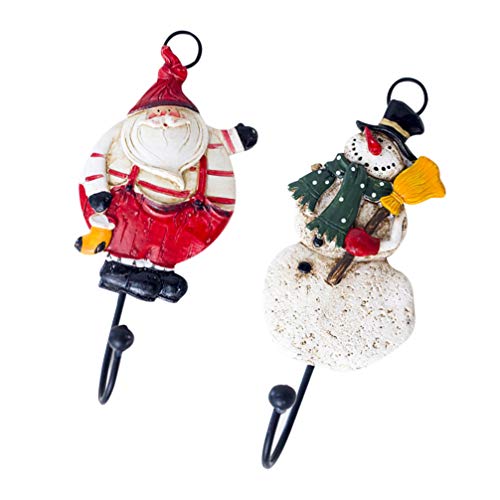 DOITOOL 2pcs Christmas Decorative Hooks Hat Rack Hanger Wall Mounted Christmas Stocking Holder Towel Hooks for Hanging Keys Hats Bags Robe Entryway