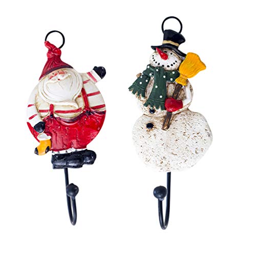 DOITOOL 2pcs Christmas Decorative Hooks Hat Rack Hanger Wall Mounted Christmas Stocking Holder Towel Hooks for Hanging Keys Hats Bags Robe Entryway