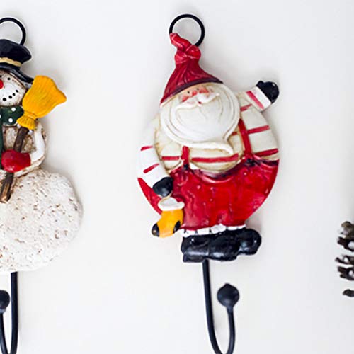 DOITOOL 2pcs Christmas Decorative Hooks Hat Rack Hanger Wall Mounted Christmas Stocking Holder Towel Hooks for Hanging Keys Hats Bags Robe Entryway