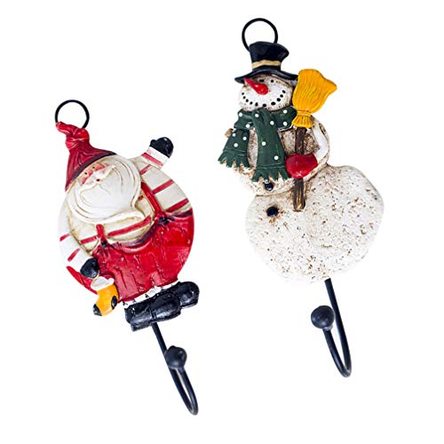 DOITOOL 2pcs Christmas Decorative Hooks Hat Rack Hanger Wall Mounted Christmas Stocking Holder Towel Hooks for Hanging Keys Hats Bags Robe Entryway