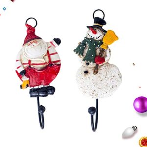 DOITOOL 2pcs Christmas Decorative Hooks Hat Rack Hanger Wall Mounted Christmas Stocking Holder Towel Hooks for Hanging Keys Hats Bags Robe Entryway