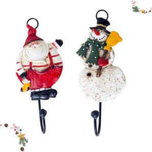 DOITOOL 2pcs Christmas Decorative Hooks Hat Rack Hanger Wall Mounted Christmas Stocking Holder Towel Hooks for Hanging Keys Hats Bags Robe Entryway