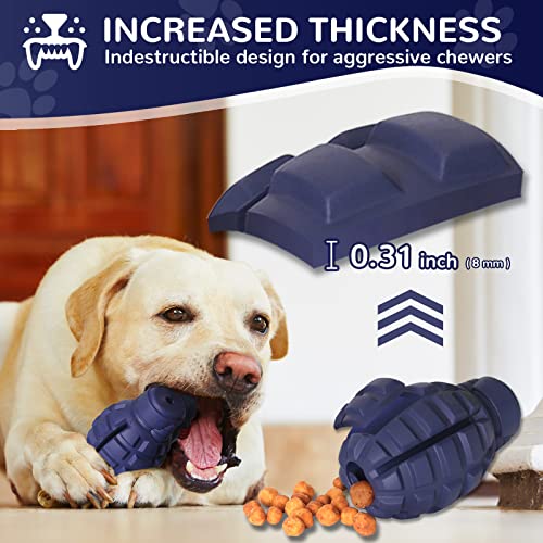 Dog Toys for Aggressive Chewers Large Breed, Lifetime Replacement, Indestructible Interactive Treat Toys for Large Medium Small Dogs, Food Grade Tough Dog Toys, Fun to Chew, Chase and Fetch (Blue)