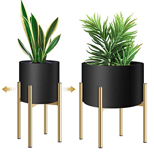 Plant Stand, Metal Plant Stands for Indoor Plants Adjustable for 8 9 10 11 12 inches Pot, Planter Stand Mid Century Stable Stylish Corner Plant Stand for Outdoor, Gold 1Pack, Pot not Included