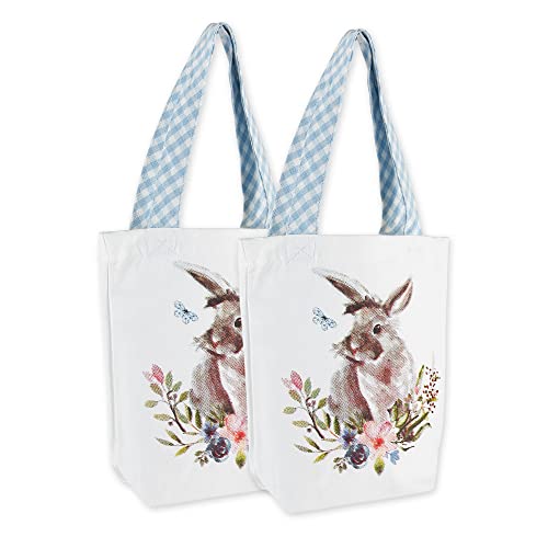 DII Easter Basics Collection Springtime Kitchen Essentials, Gift Bag Set, 9x8.5x3", Garden Bunny Rabbit, 2 Piece