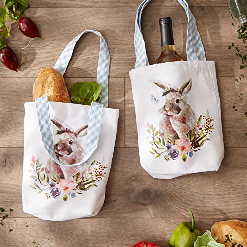 DII Easter Basics Collection Springtime Kitchen Essentials, Gift Bag Set, 9x8.5x3", Garden Bunny Rabbit, 2 Piece